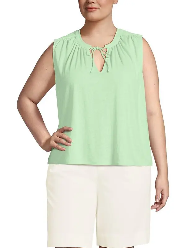 LANDS' END Linen Blend Swing Tank Top - Icy Mint Green