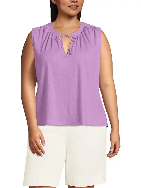 LANDS' END Linen Blend Swing Tank Top - Wild Lilac