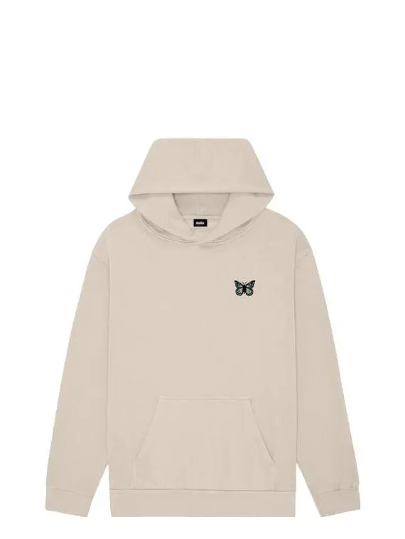 DALIX Butterfly Midweight Fleece Relaxed Hooded Sweatshirt - Beige