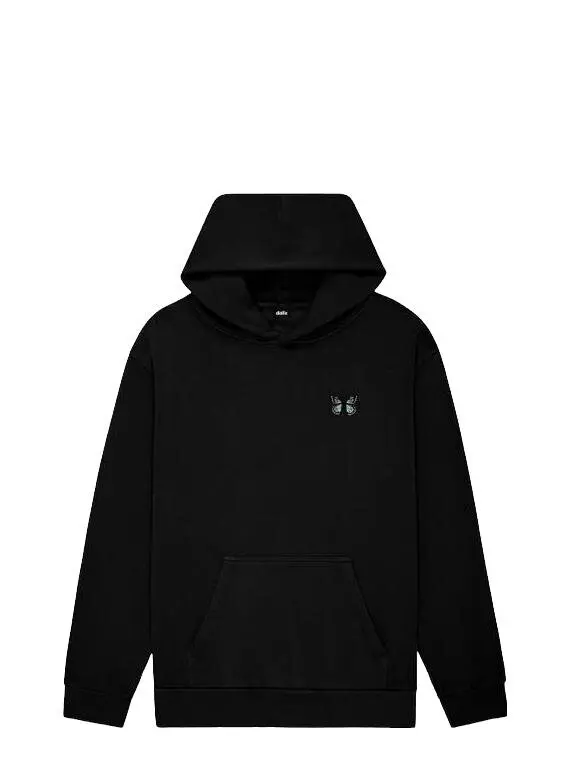 DALIX Butterfly Midweight Fleece Relaxed Hooded Sweatshirt - Black