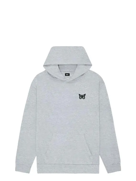 DALIX Butterfly Midweight Fleece Relaxed Hooded Sweatshirt - Heather Gray