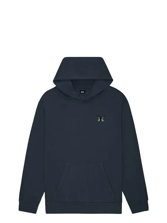 DALIX Butterfly Relaxed Fit Fleece Hooded Sweatshirt - Navy Blue