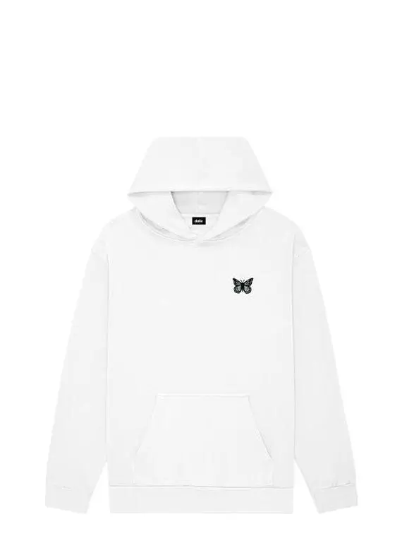 DALIX Butterfly Relaxed Fit Fleece Hooded Sweatshirt - White