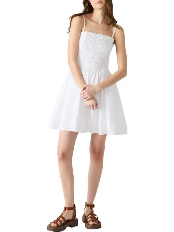 Steve Madden Lotty Smocked Mini Dress - White
