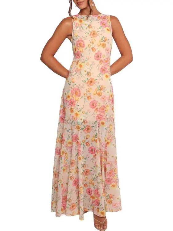 PETAL & PUP Keani Floral Maxi Dress - Peony