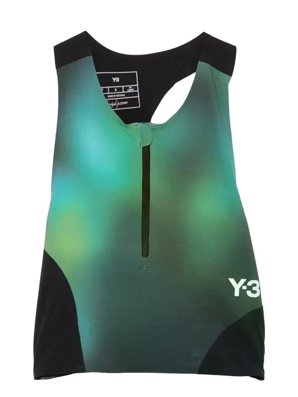 Y3 Abstract-print Performance Top - Green