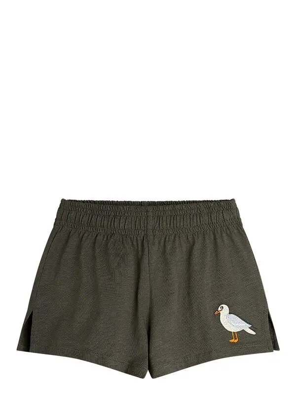 MINI RODINI Washed Shorts With Embroidery - Black