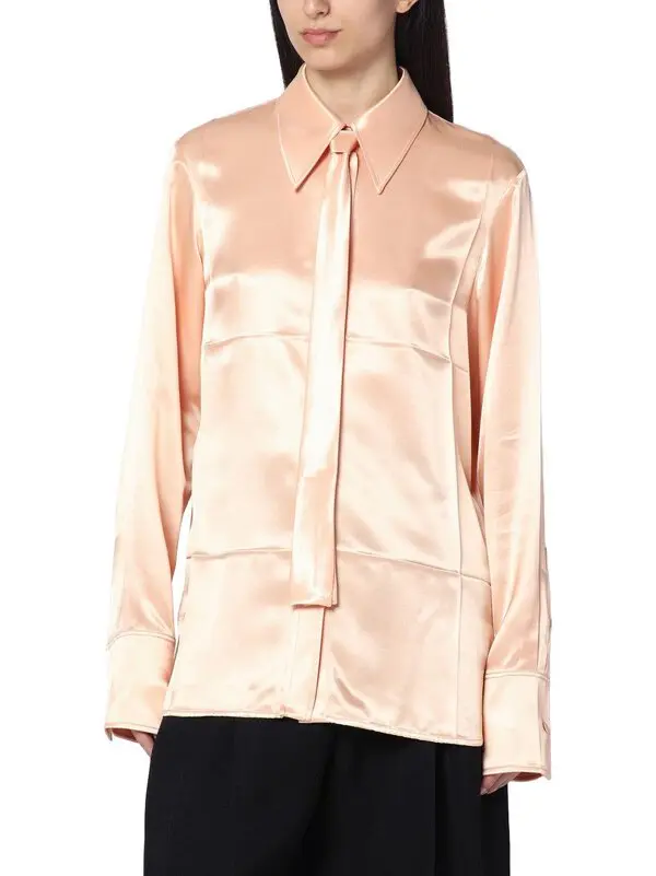 JIL SANDER Shiny Viscose Blend Shirt With Tie - Pink