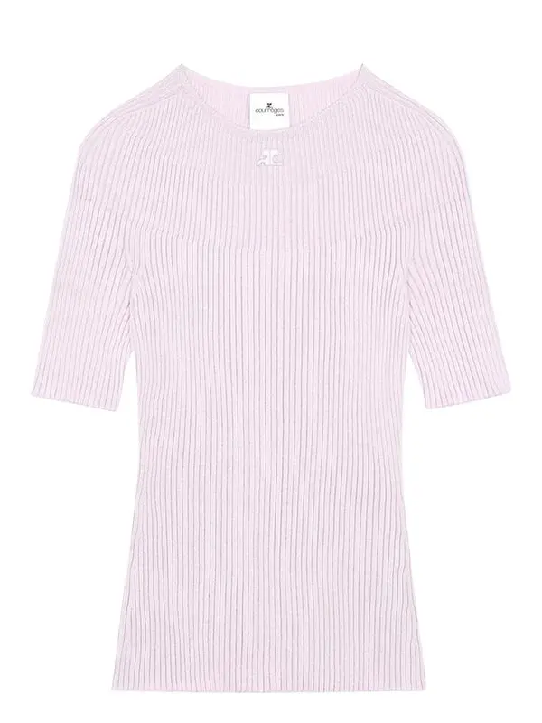 COURREGES Short-sleeve Ribbed Sweater - Pink