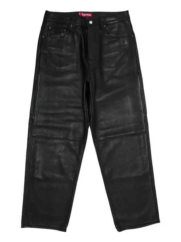Supreme Leather Baggy 5-pocket Jean - Black