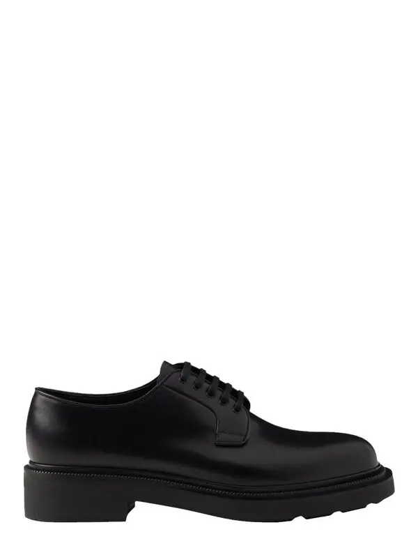 Prada Brushed Leather Derby - Black