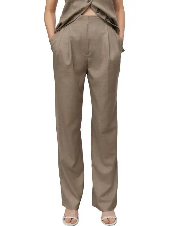 NEXT Pleated Straight Leg Trousers - Neutral