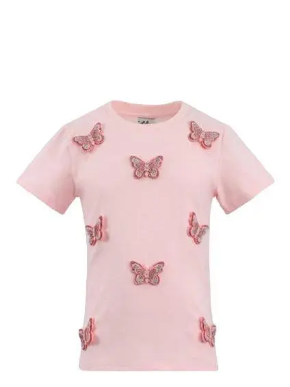 LOLA + THE BOYS Crystal Butterfly T-shirt - Pink