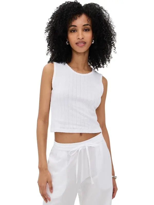 LESET Pointelle Sleeveless Tank - White