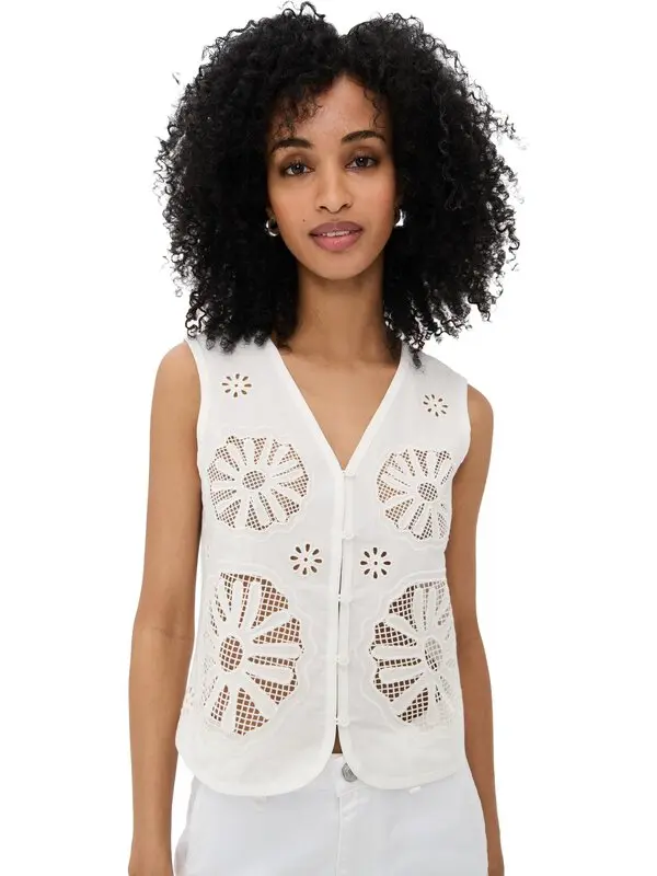 ALIGNE Chloe Broderie Vest - White