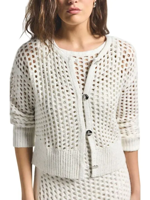 Derek Lam 10 Crosby Syvie Sequin Crochet Cardigan - White