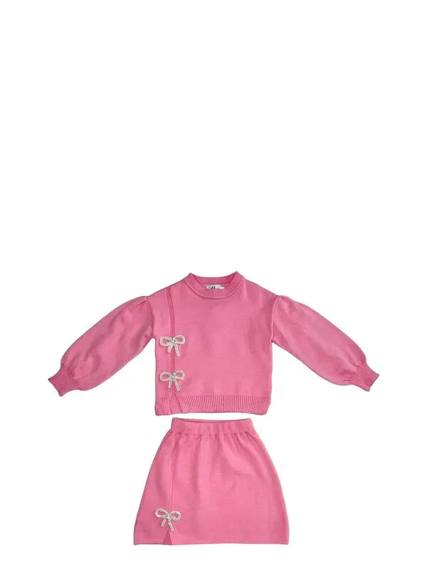 LOLA + THE BOYS Set With Bow Detail - Pink