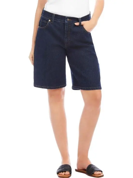 Karen Kane Denim Bermuda Shorts - Indigo
