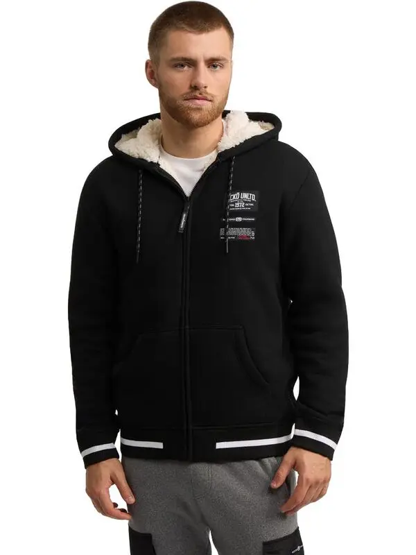 ECKO UNLTD. Faux Shearling Hoodie - Black