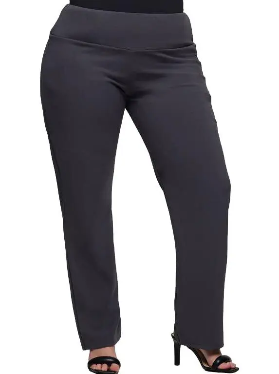 24SEVEN COMFORT APPAREL High Waist Straight Leg Pants - Charcoal