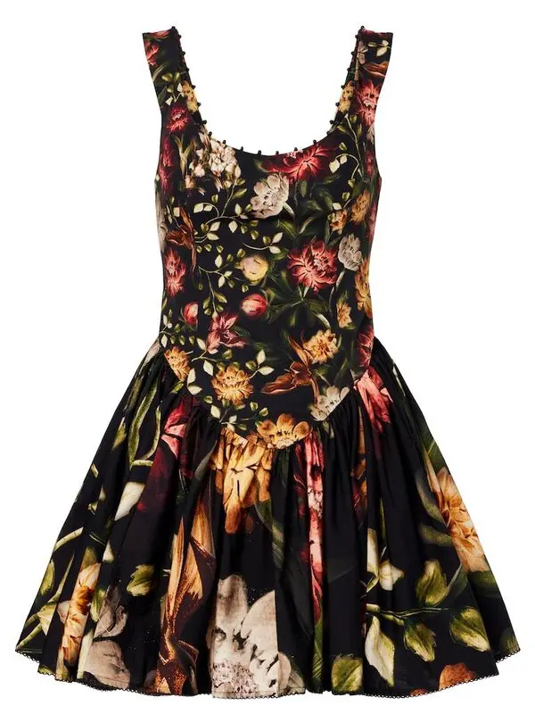 Agua Bendita Pluma Floral Cotton Minidress - Multicoloured