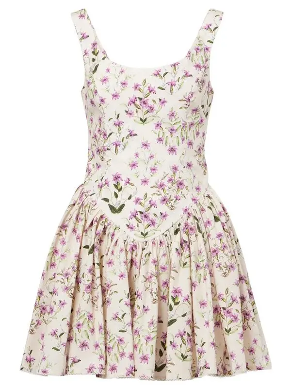 Agua Bendita Pluma Floral Cotton Minidress - Multicoloured