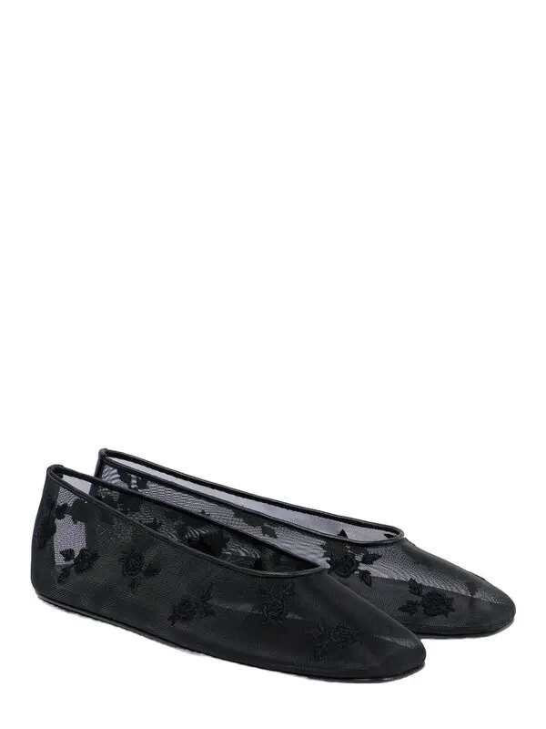 Magda Butrym Embroidered Mesh Ballet Flats - Black