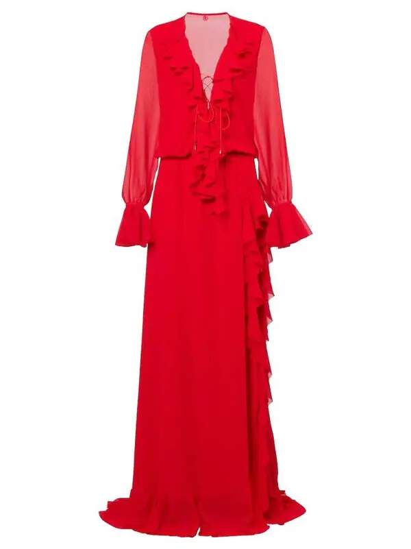 BANANHOT Bellen Ruffled Maxi Dress - Red