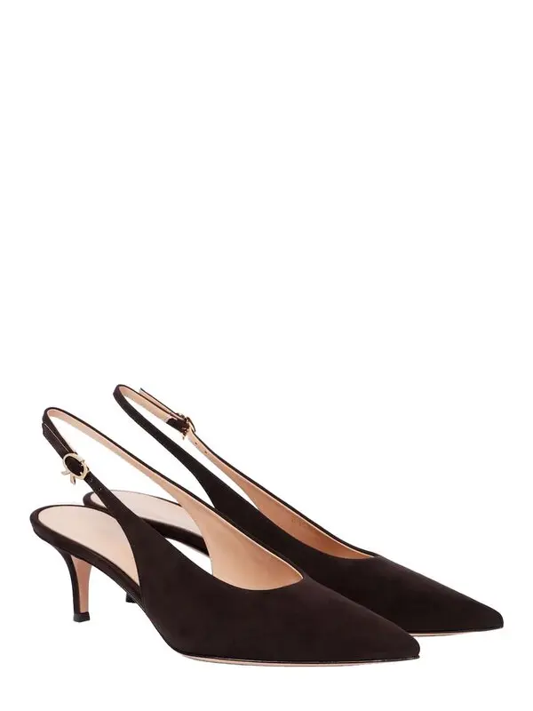 GIANVITO ROSSI Robbie 55 Suede Slingback Pumps - Brown