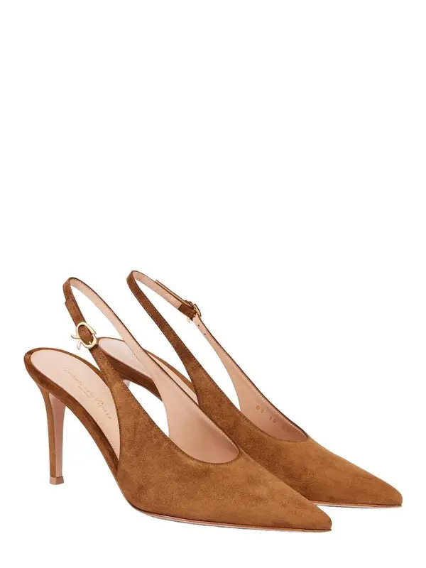 GIANVITO ROSSI Robbie Suede Slingback Pumps - Brown