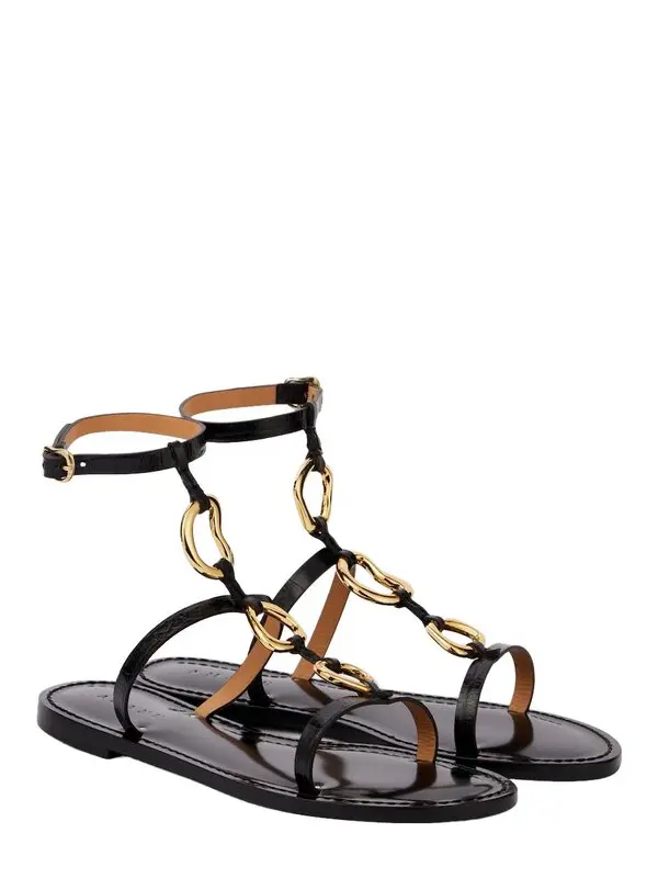 AMANU Bazaruto Embellished Leather Sandals - Black