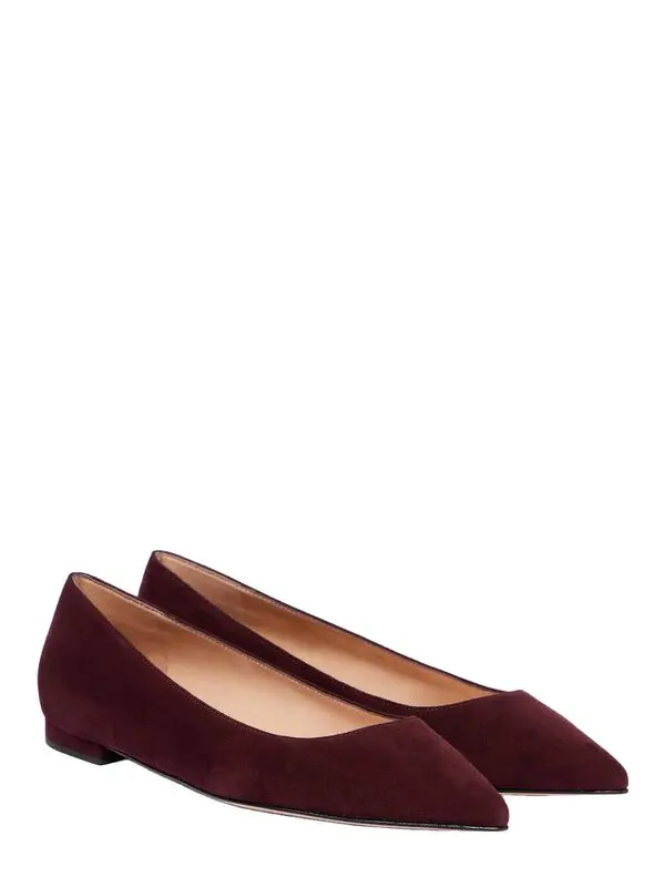 GIANVITO ROSSI Suede Ballet Flats - Burgundy