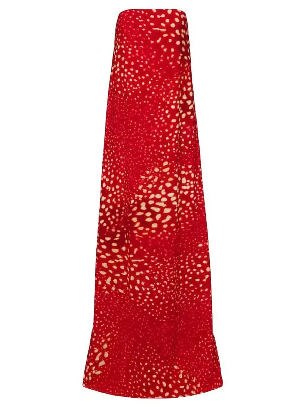 Dries Van Noten Printed Strapless Maxi Dress - Red