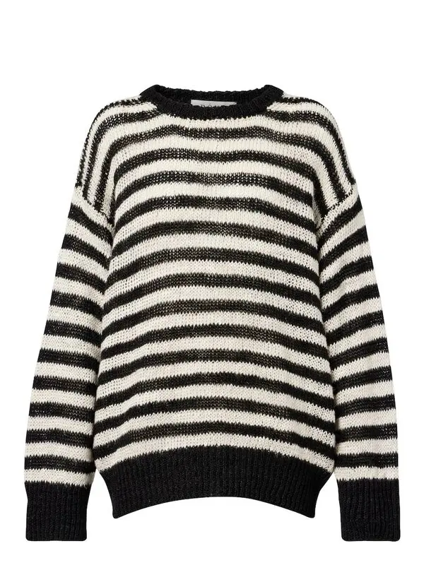 RÓHE Striped Linen-blend Sweater - White
