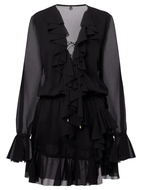BANANHOT Bellen Ruffled Mini Dress - Black