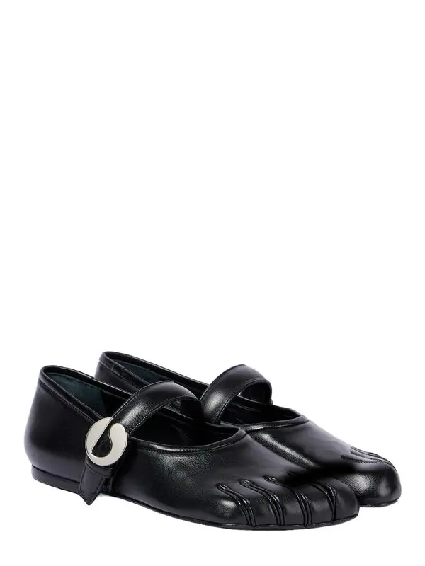 Coperni Leather Mary Jane Flats - Black
