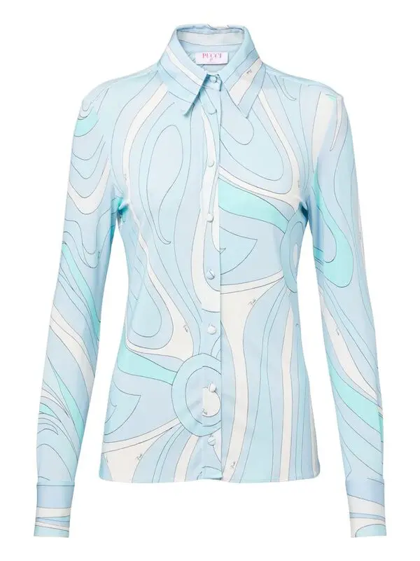 Emilio Pucci Marmo Satin Jersey Shirt - Blue