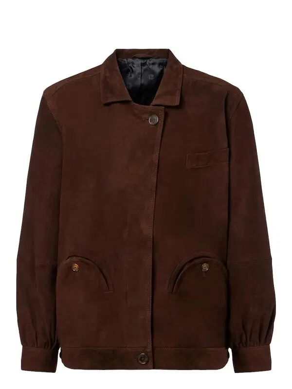 BLAZÉ MILANO Cleo Suede Bomber Jacket - Brown