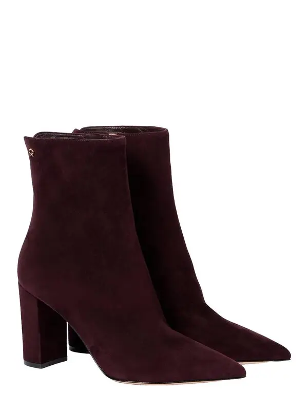 GIANVITO ROSSI Lyell Suede Ankle Boots - Burgundy