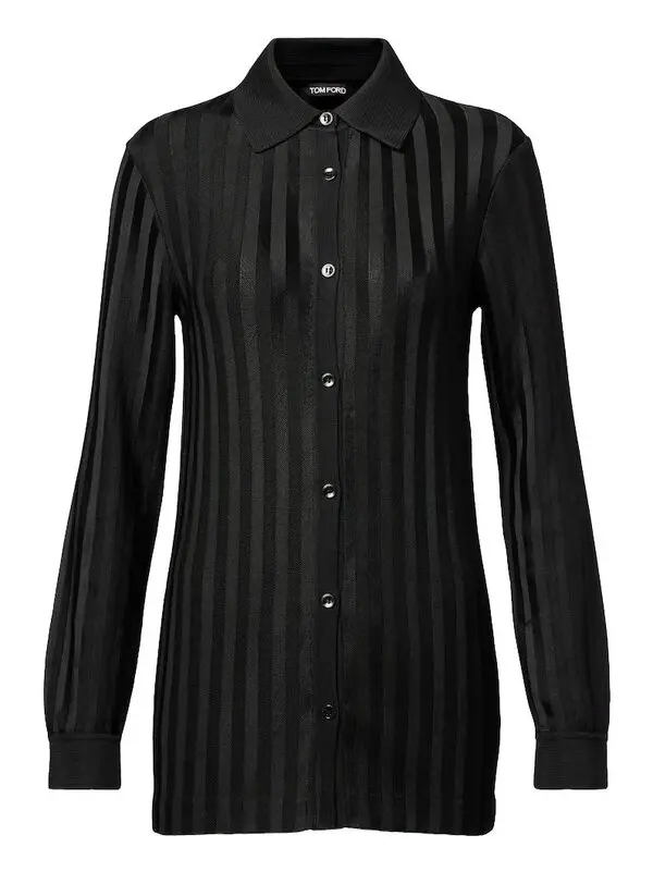 TOM FORD Knitted Striped Shirt - Black
