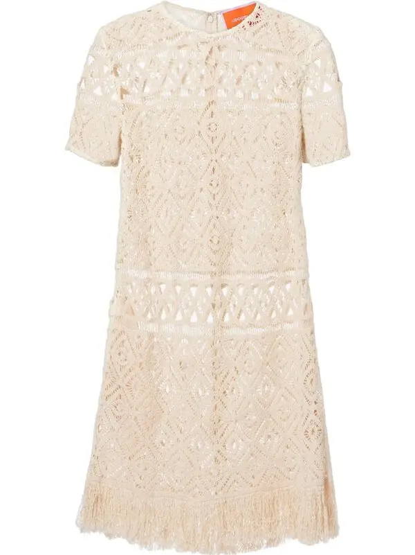 La DoubleJ Lacey Macramé Minidress - Beige
