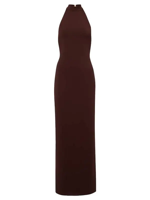 BANANHOT Carrie Halterneck Jersey Maxi Dress - Brown