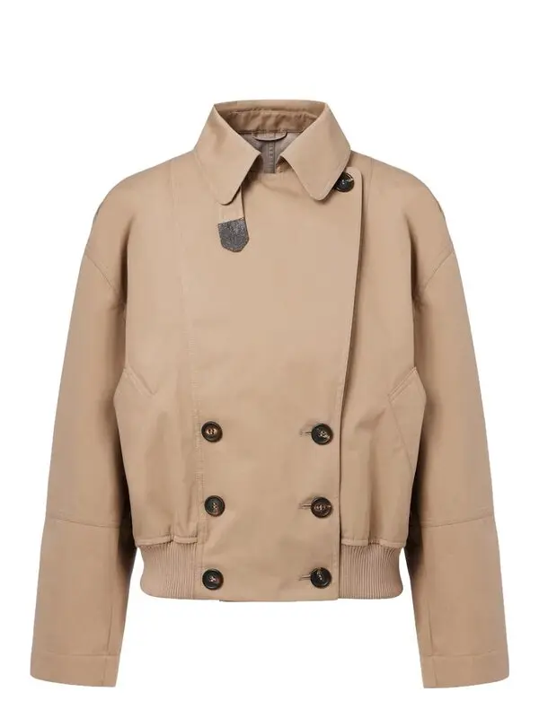 Brunello Cucinelli Cropped Gabardine Jacket - Beige