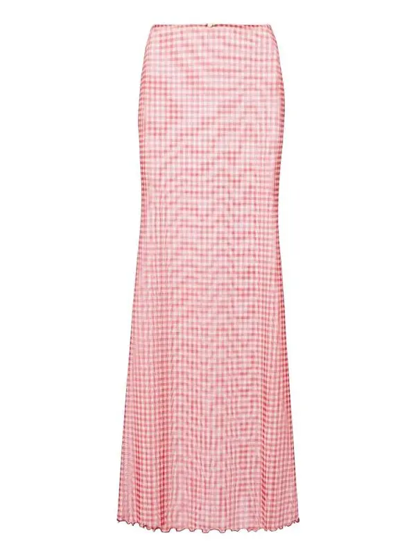 BANANHOT Solay Gingham Maxi Skirt - Red