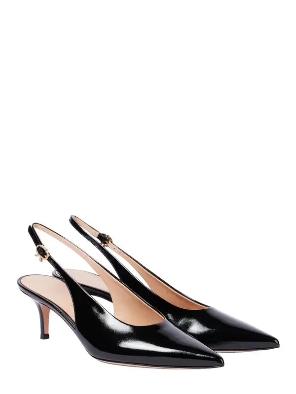 GIANVITO ROSSI Robbie 55 Patent Leather Slingback Pumps - Black