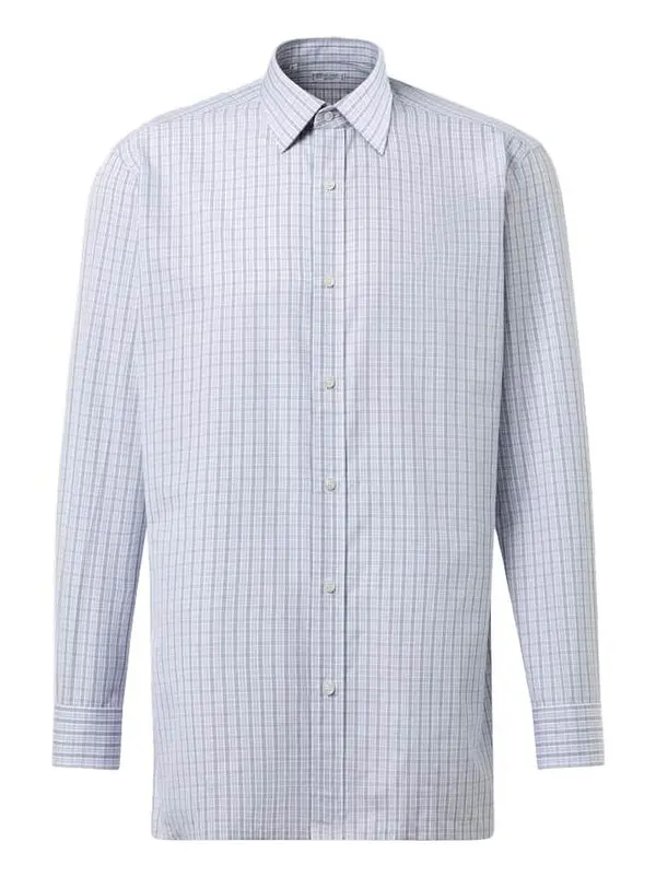 Charvet Checked Cotton Poplin Shirt - Blue