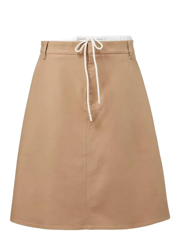 Vince Layered Cotton Twill Midi Skirt - Beige