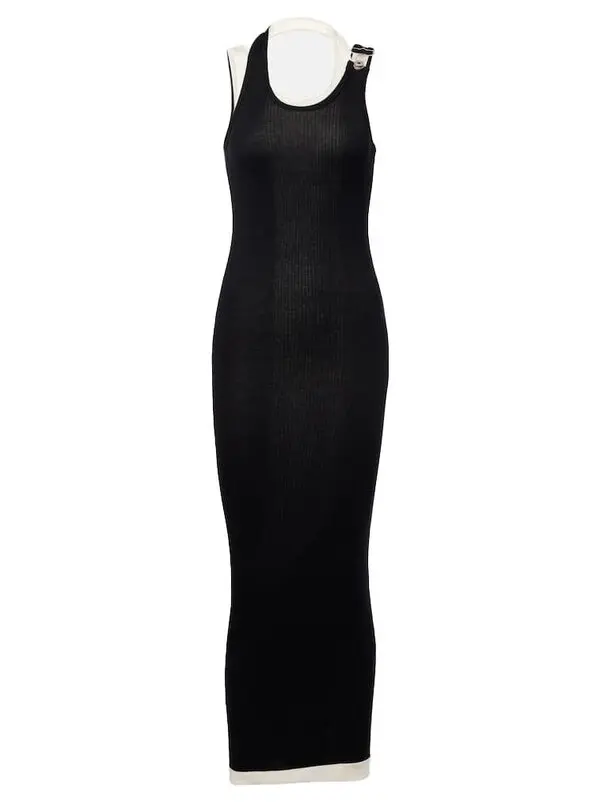 Jean Paul Gaultier Layered Cotton Jersey Maxi Dress - Black