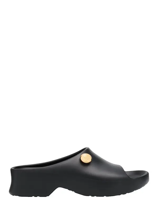 Loewe Pebble Foam Button Slide Sandals - Black/gold
