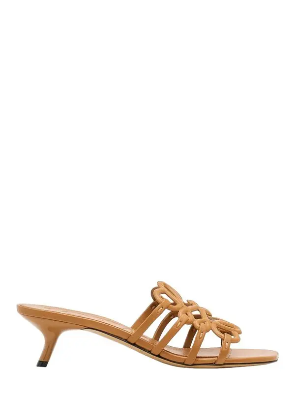 Loewe Petal Anagram Caged Mule Sandals - Camel